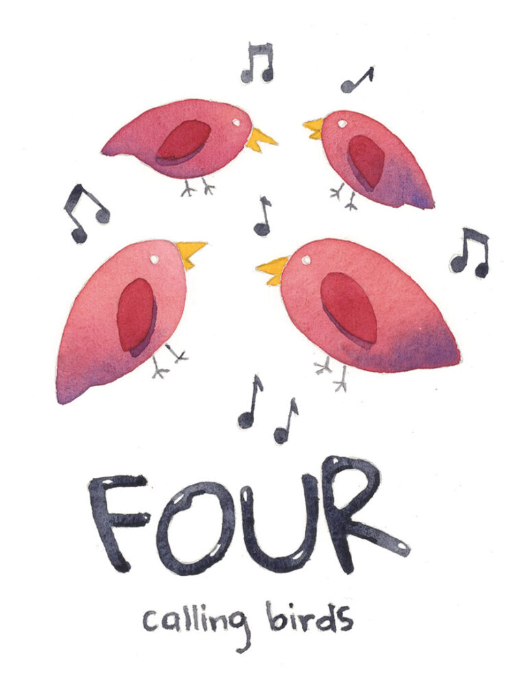 Painting 4 Calling Birds in 4 Easy Steps
