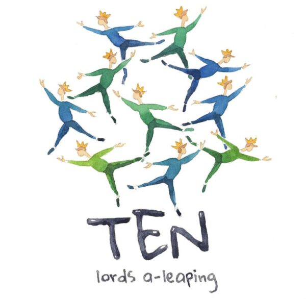 Painting 10 Lords A-Leaping in Watercolor
