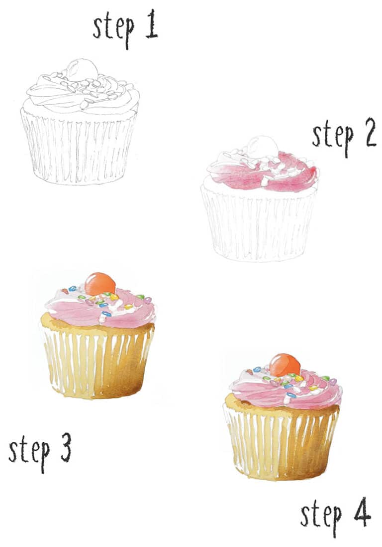 How To Paint A Watercolor Cupcake (In 4 Easy Steps!)